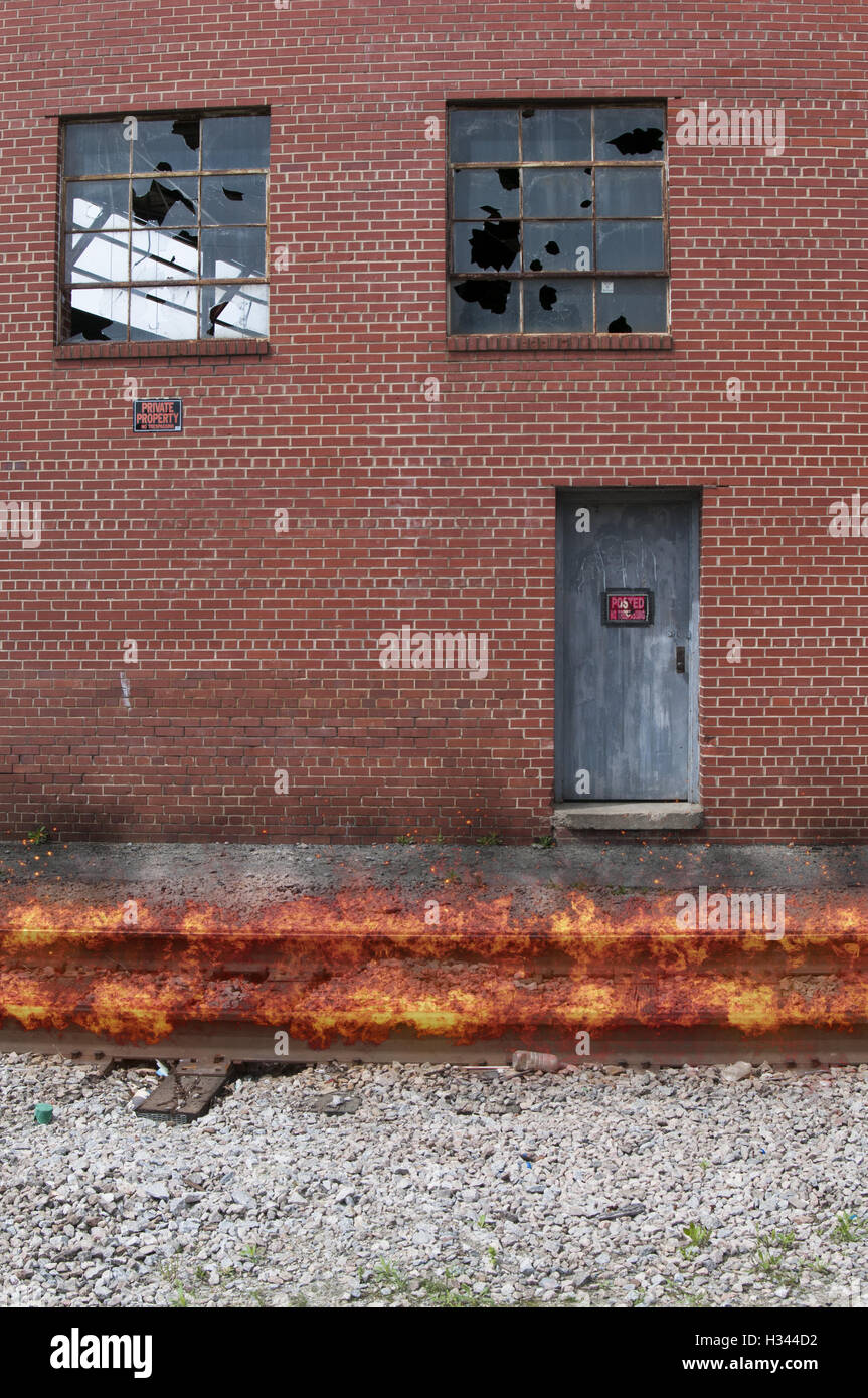 Fire on train tracks from a speeding train Stock Photo - Alamy
