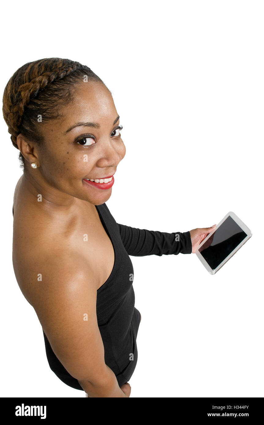 Beautiful technologically savvy woman using a tablet Stock Photo - Alamy