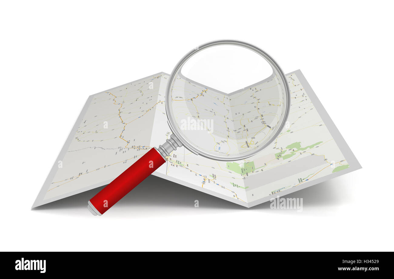 searching map 3d illustration Stock Photo - Alamy