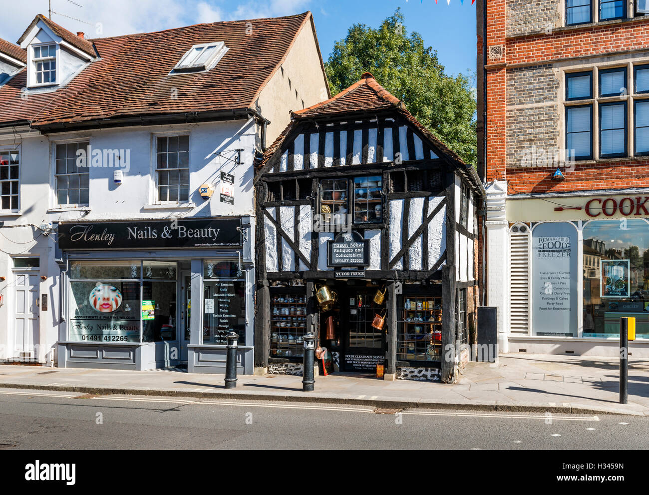 Tudor House antique and collectables shop, a black and white timbered ...