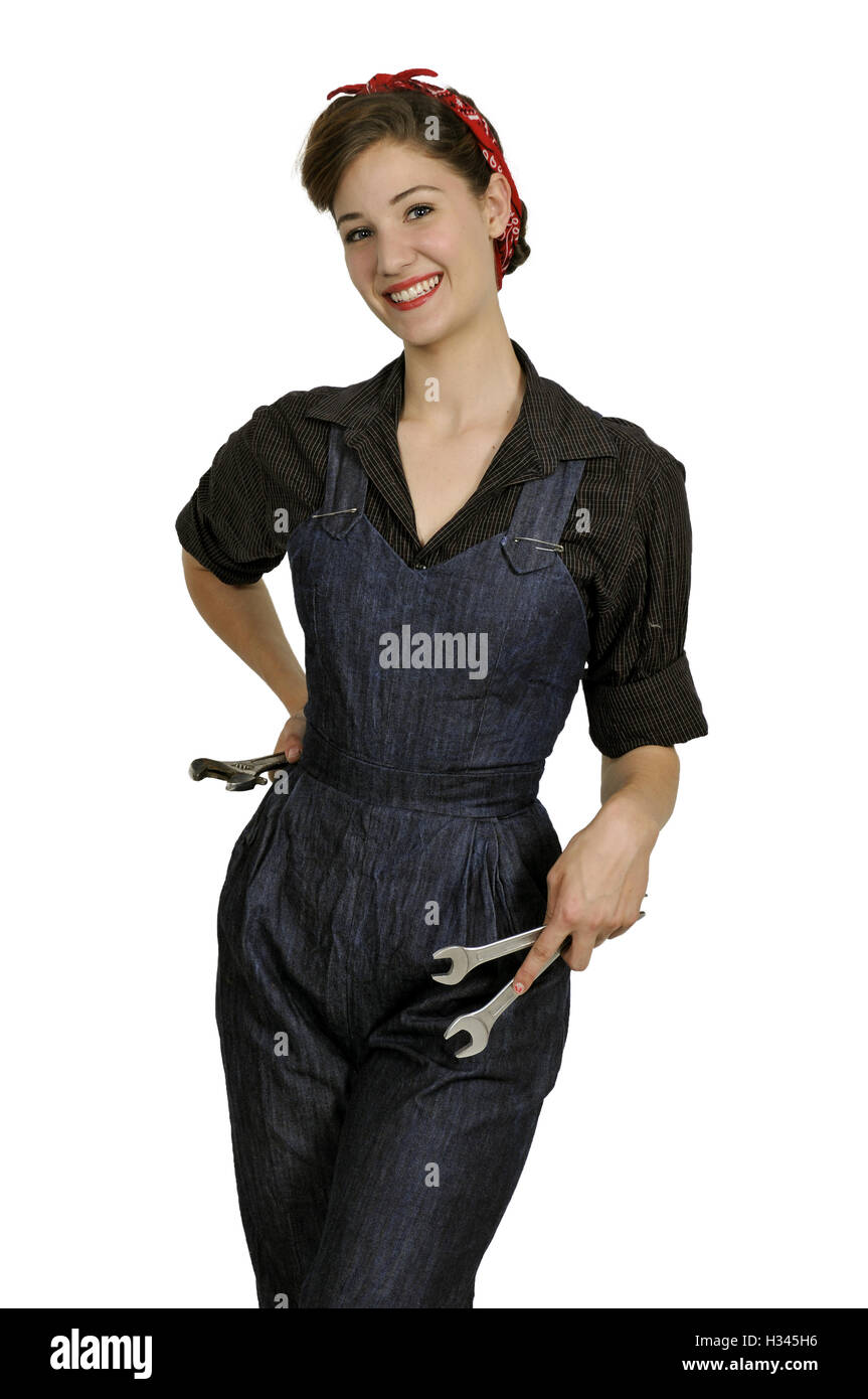 Beautiful woman dressed as the iconic Rosie the Riveter Stock Photo - Alamy