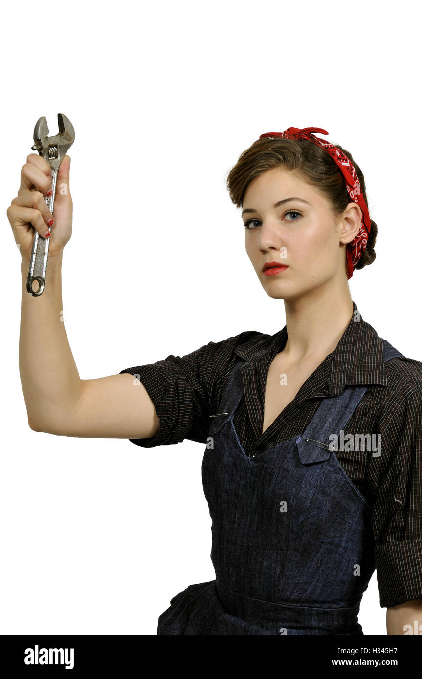 Beautiful woman dressed as the iconic Rosie the Riveter Stock Photo - Alamy