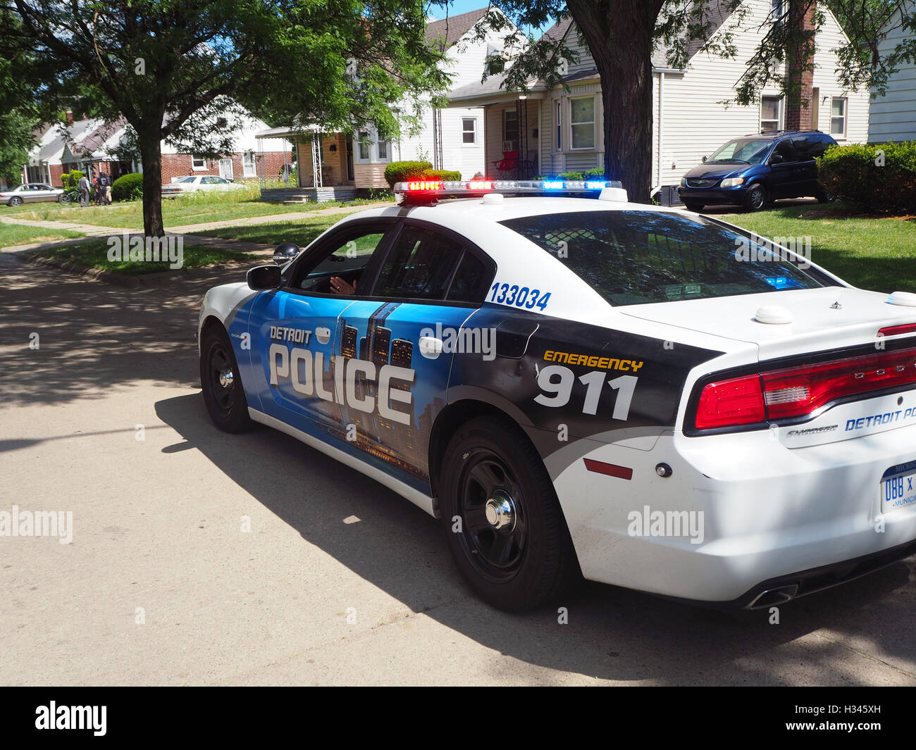 Detroit Police Department car at the scene of a homicide, Detroit ...