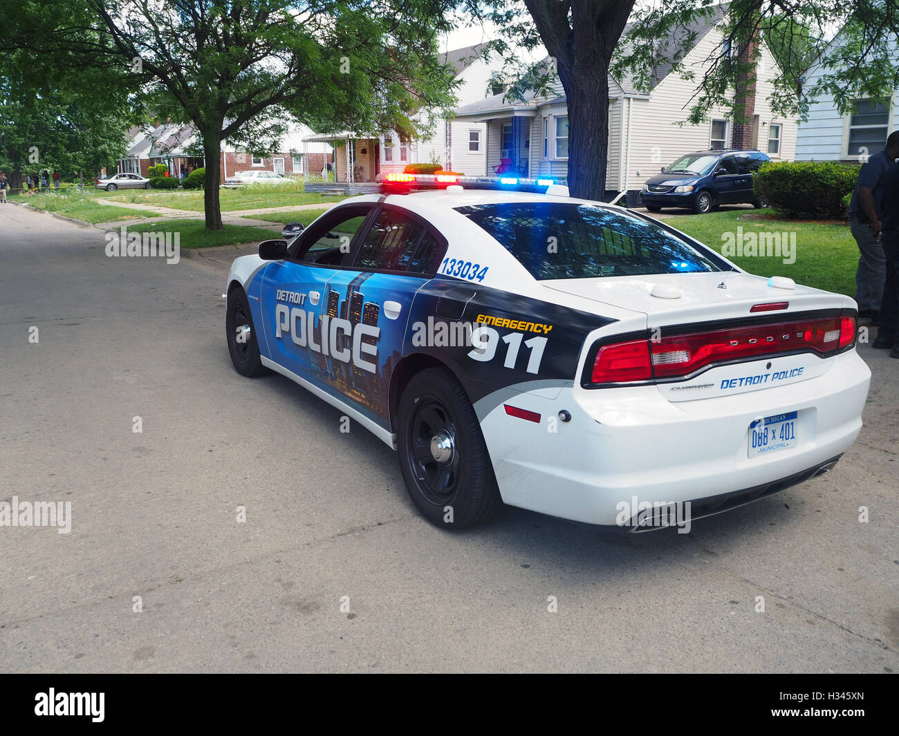 Detroit Police Department at the scene of a homicide, Detroit, MIchigan ...