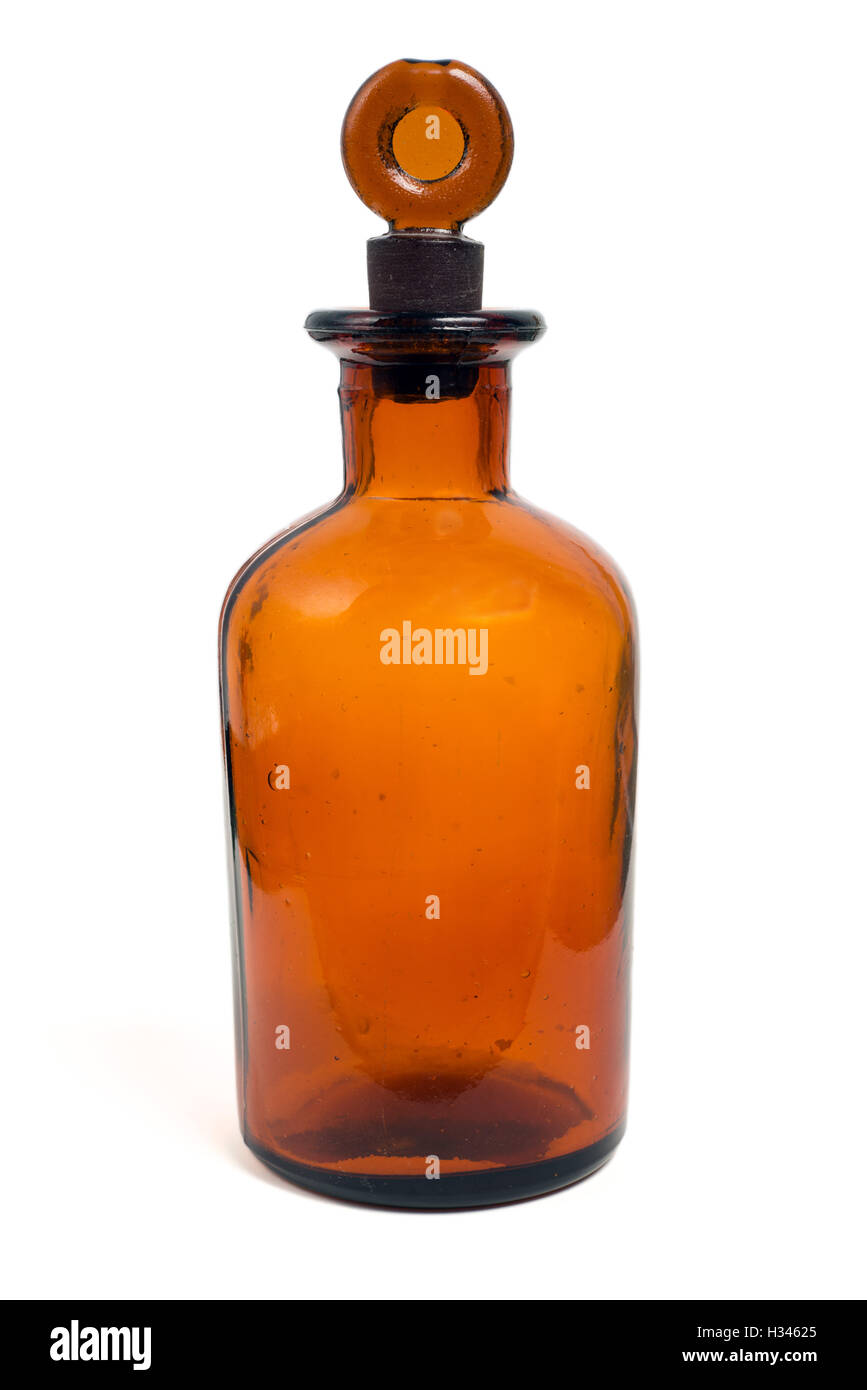 brown glass bottle isolated on white background Stock Photo - Alamy