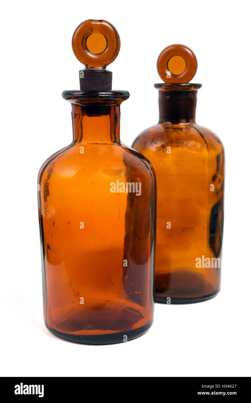 brown glass bottle isolated on white background Stock Photo - Alamy