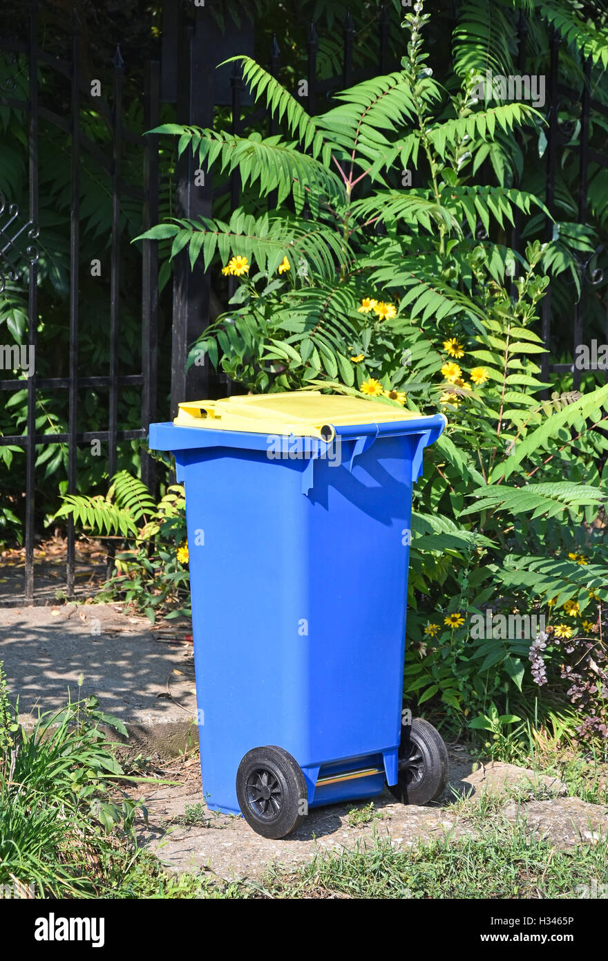 Wheeled garbage can on the street Stock Photo - Alamy