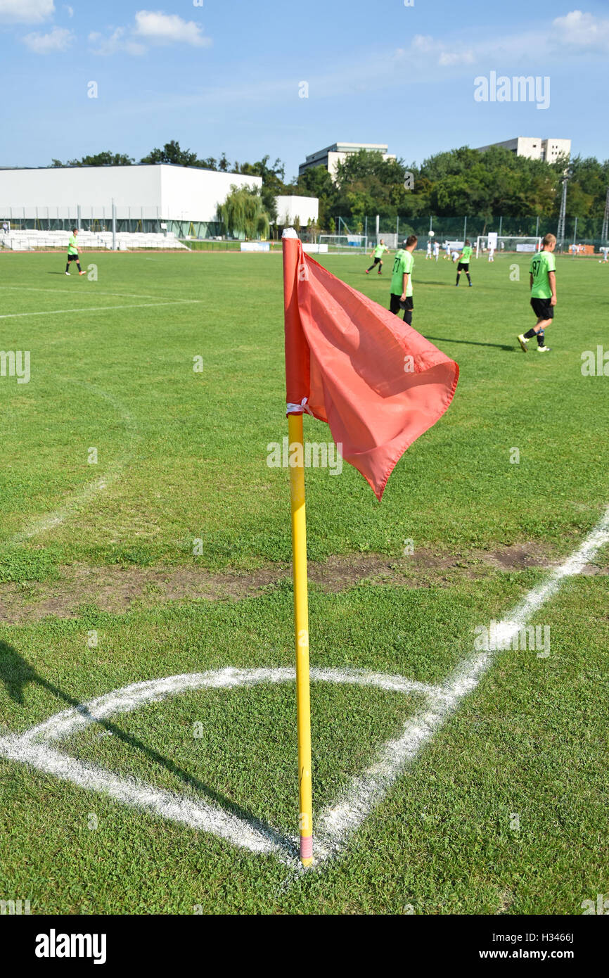 Corner flag on the soccer field outdoors Stock Photo - Alamy