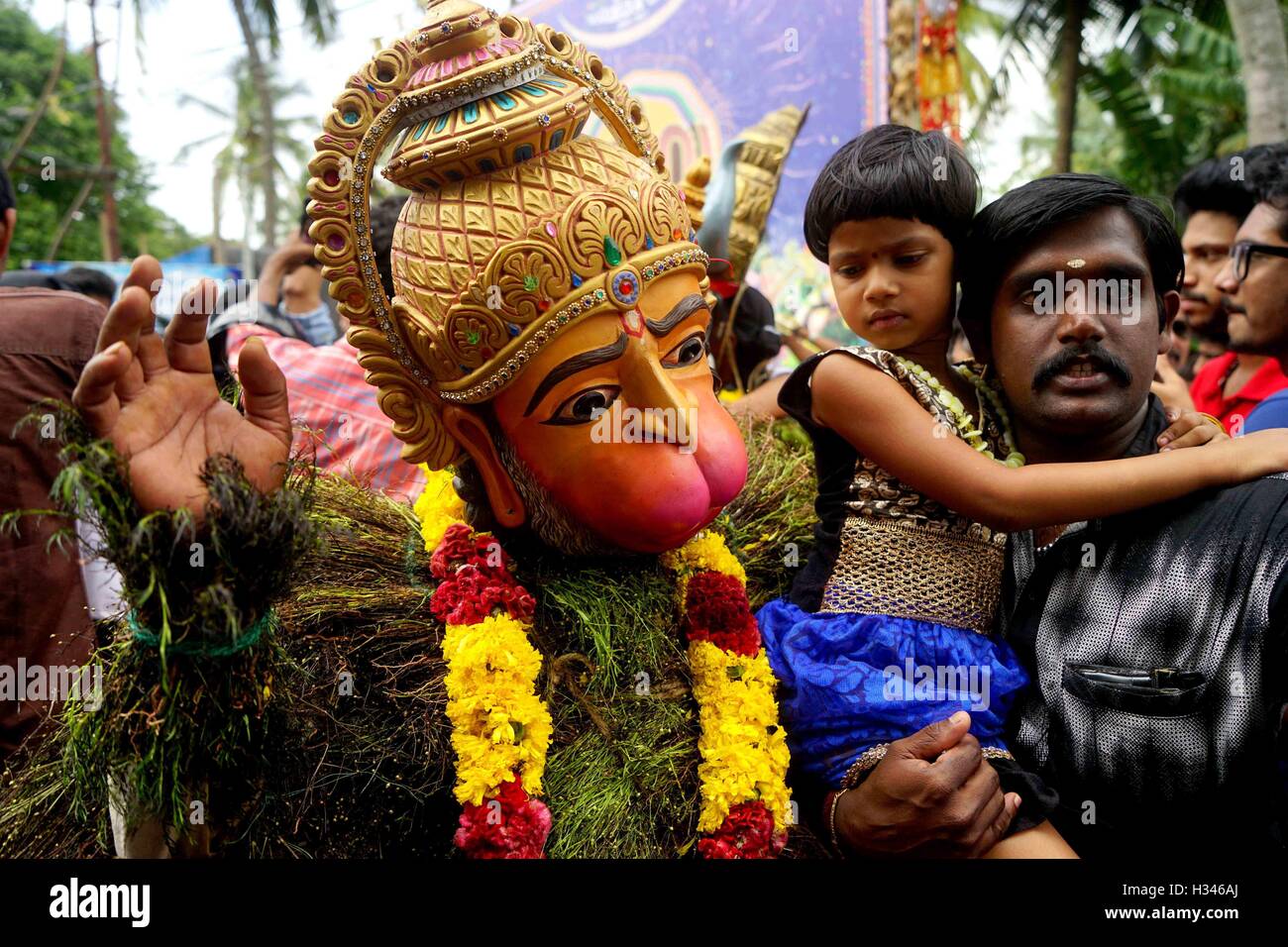 Traditional Kummatti dancers wear colourful wooden masks gods Kummatti ...