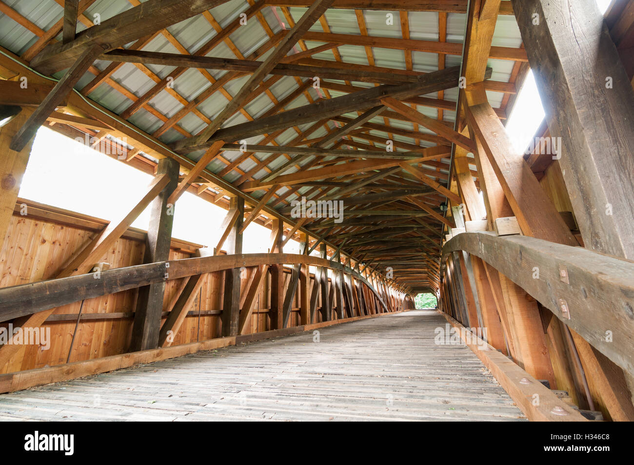 Historic wooden Covered Bridge Interior, USA Stock Photo - Alamy
