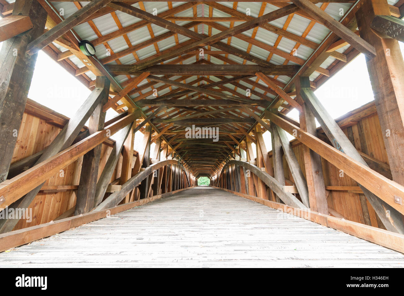 Historic wooden Covered Bridge Interior, USA Stock Photo - Alamy