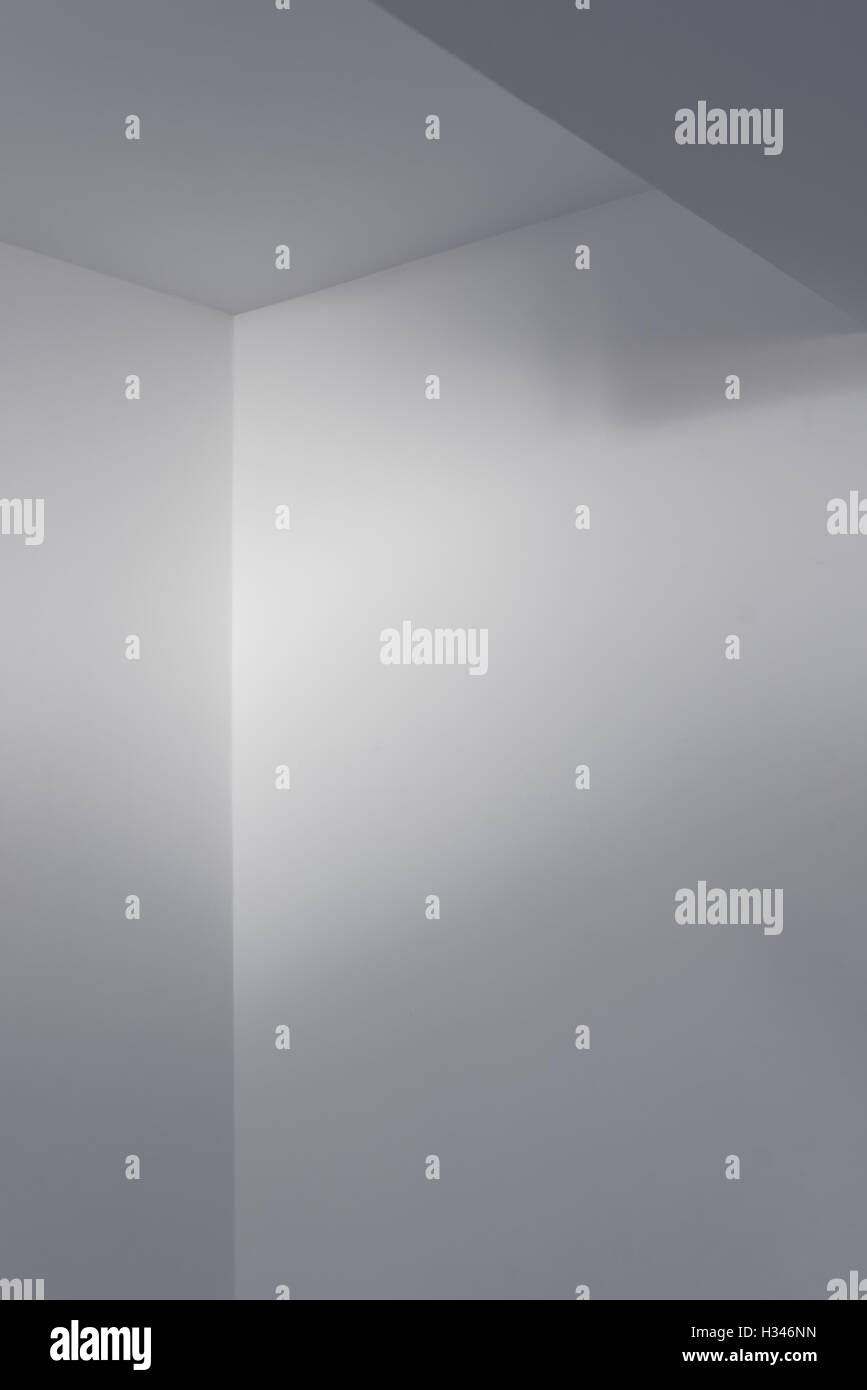 Empty white room interior detail as bright abstract geometric ...