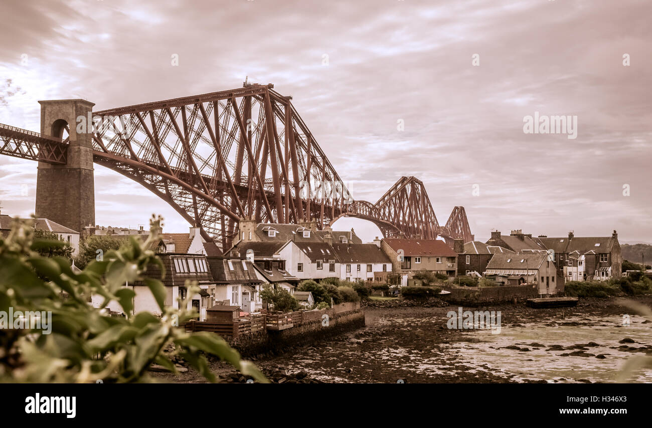 Homes under the Forth Rail Bridge in Edinburgh, Scotland, connecting ...