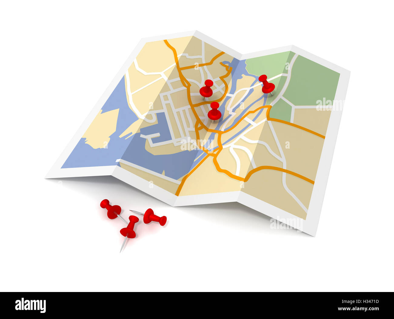 pushpin on map concept 3d illustration Stock Photo - Alamy
