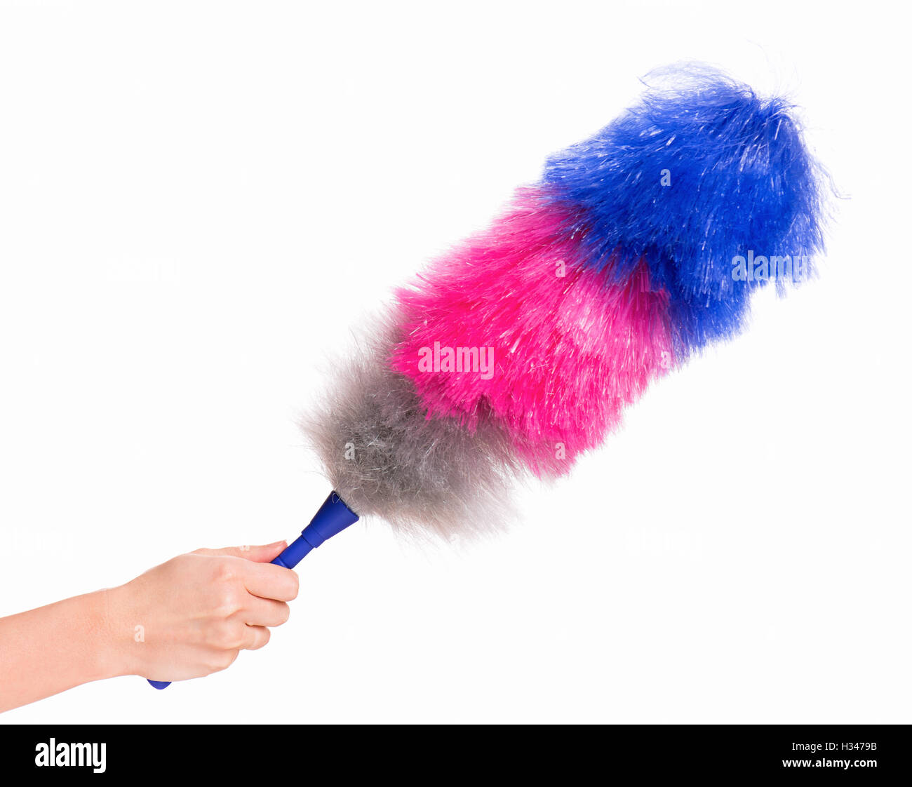 Woman hand holding soft duster Stock Photo - Alamy