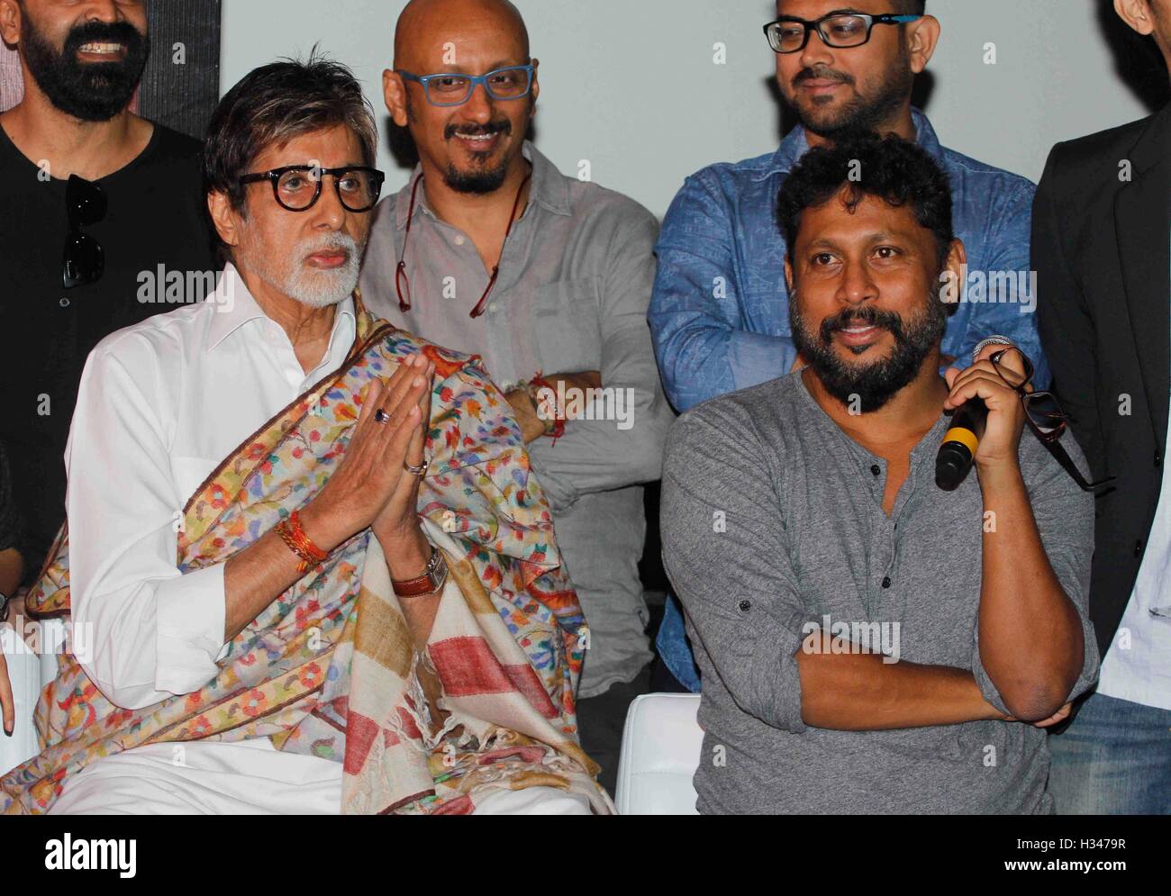 Bollywood actor Amitabh Bachchan and filmmaker Shoojit Sircar during ...