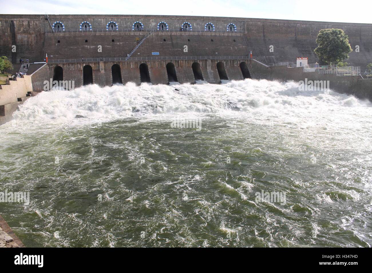 Water from gates of Mettur dam, Salem, Tamil Nadu, India, Asia Stock ...