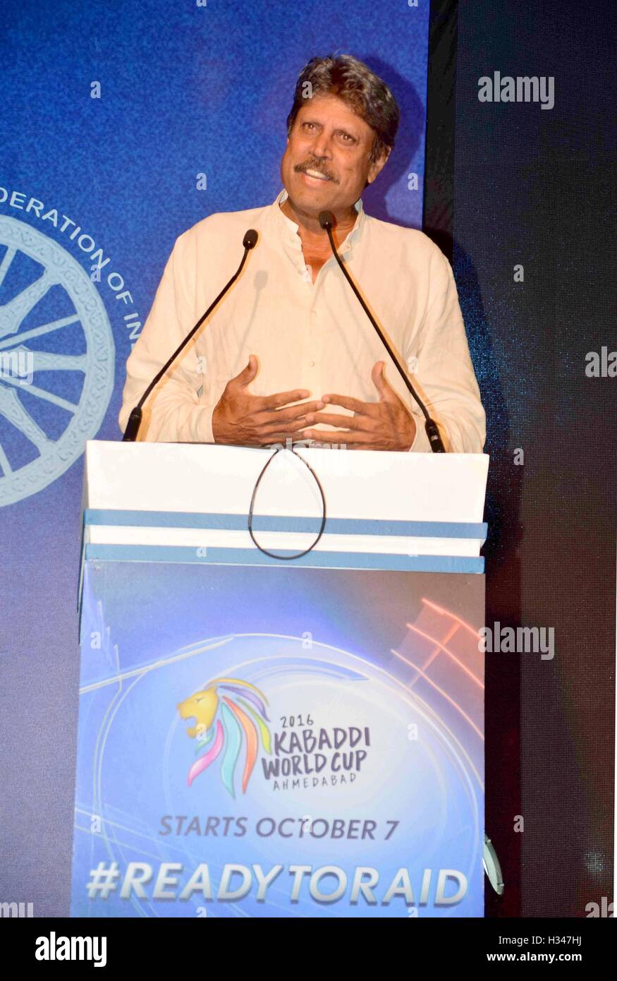 Former Indian cricket player Kapil Dev during the announcement of ...