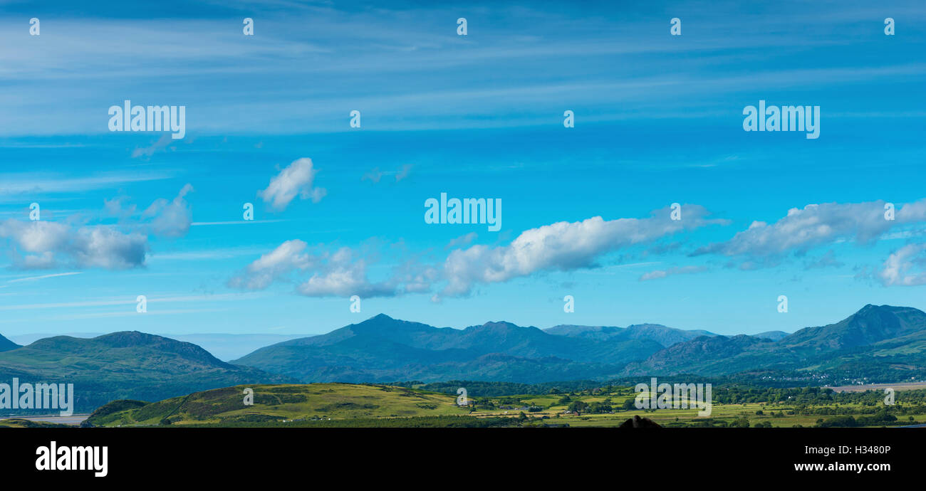 View of Snowdon Mountain, from Harlech Castle, Gwynedd, North West ...