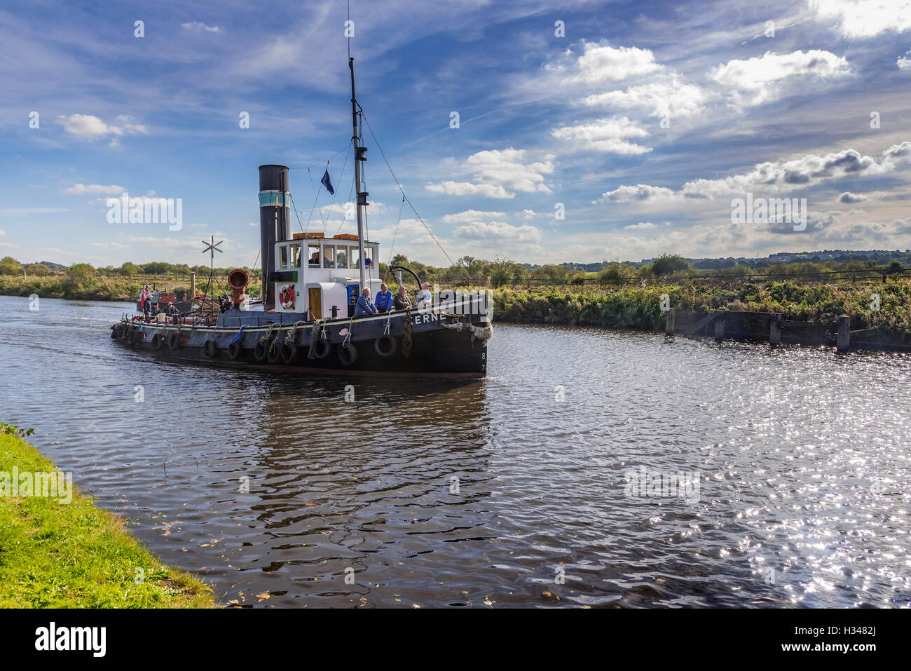 Steam tug Kerne pictured in the river Weaver at Sutton Weaver. West ...