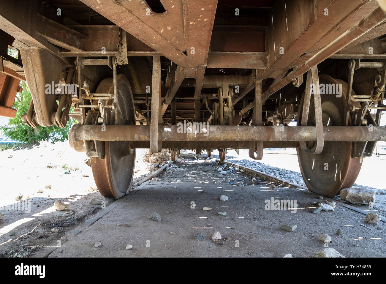 old freight train, metal machinery details Stock Photo - Alamy