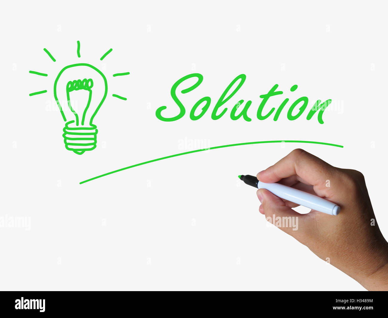 Solution Lightbulb Shows Solutions Resolutions and Results Stock Photo ...