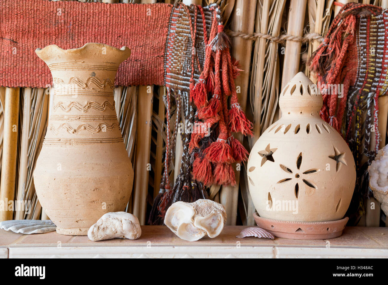 Clay pot and lantern Stock Photo - Alamy