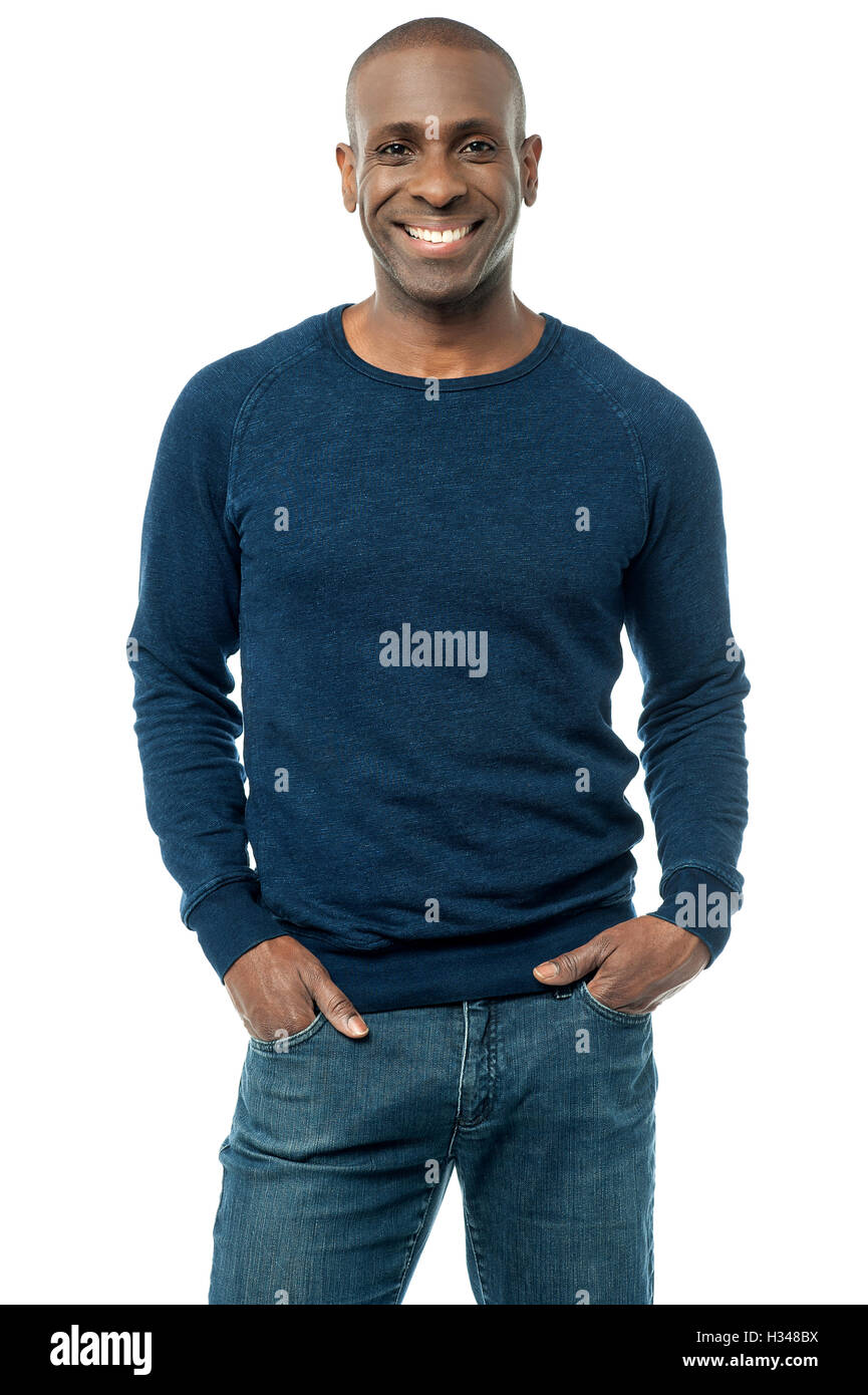 African man smiling isolated over a white Stock Photo - Alamy