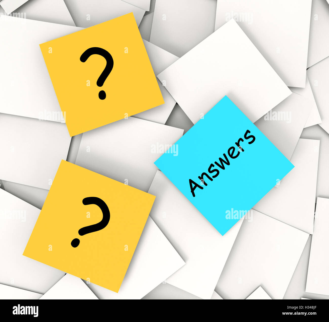 Questions Answers Post-It Notes Show Questioning And Explanation Stock ...