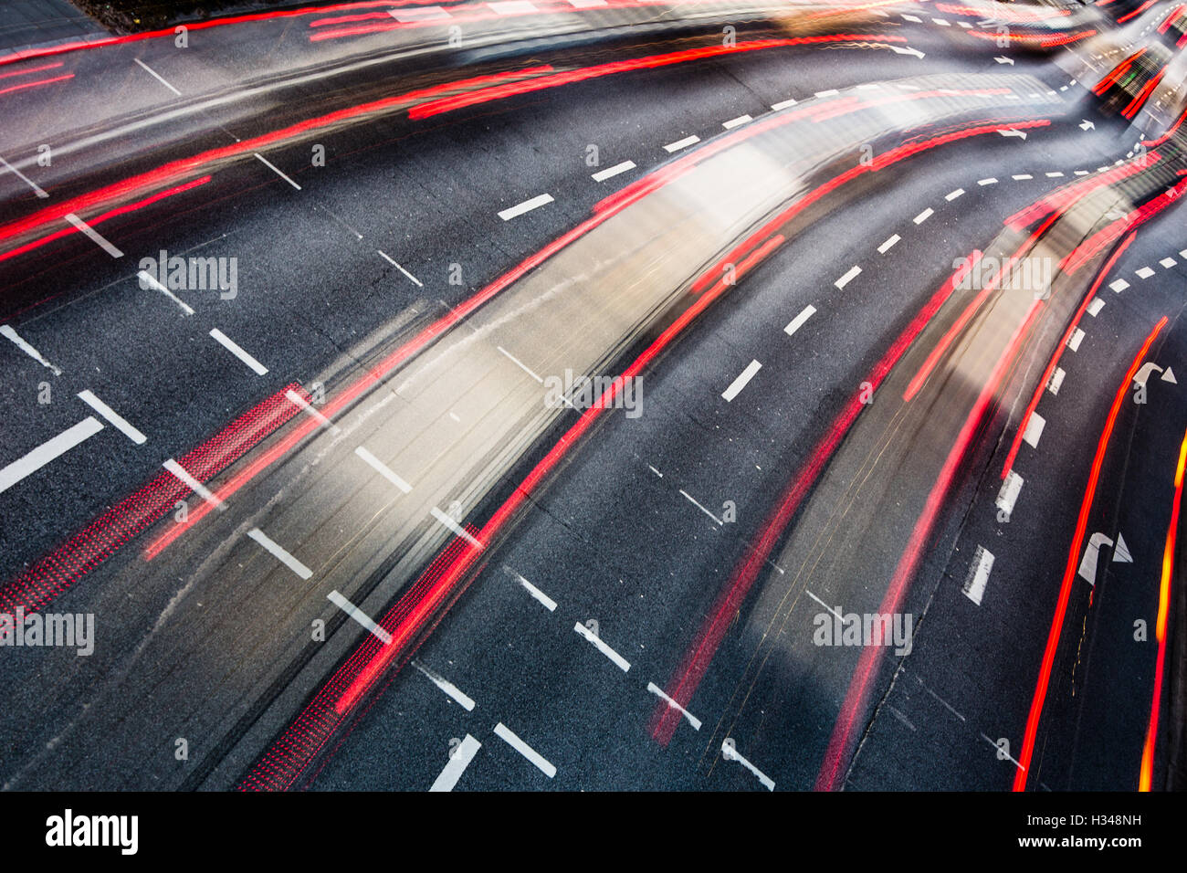 Motion blurred city road traffic (color toned image Stock Photo - Alamy