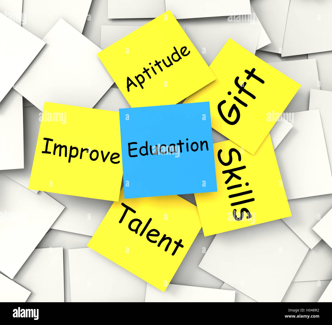 Education Post-It Note Shows Talent Skills And Improving Stock Photo ...