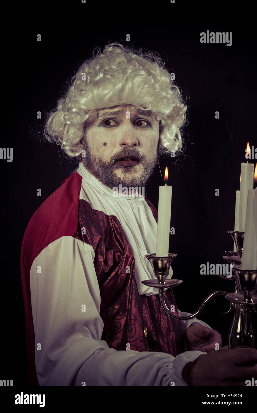 aged, nineteenth century man, , chandelier with candles Stock Photo - Alamy