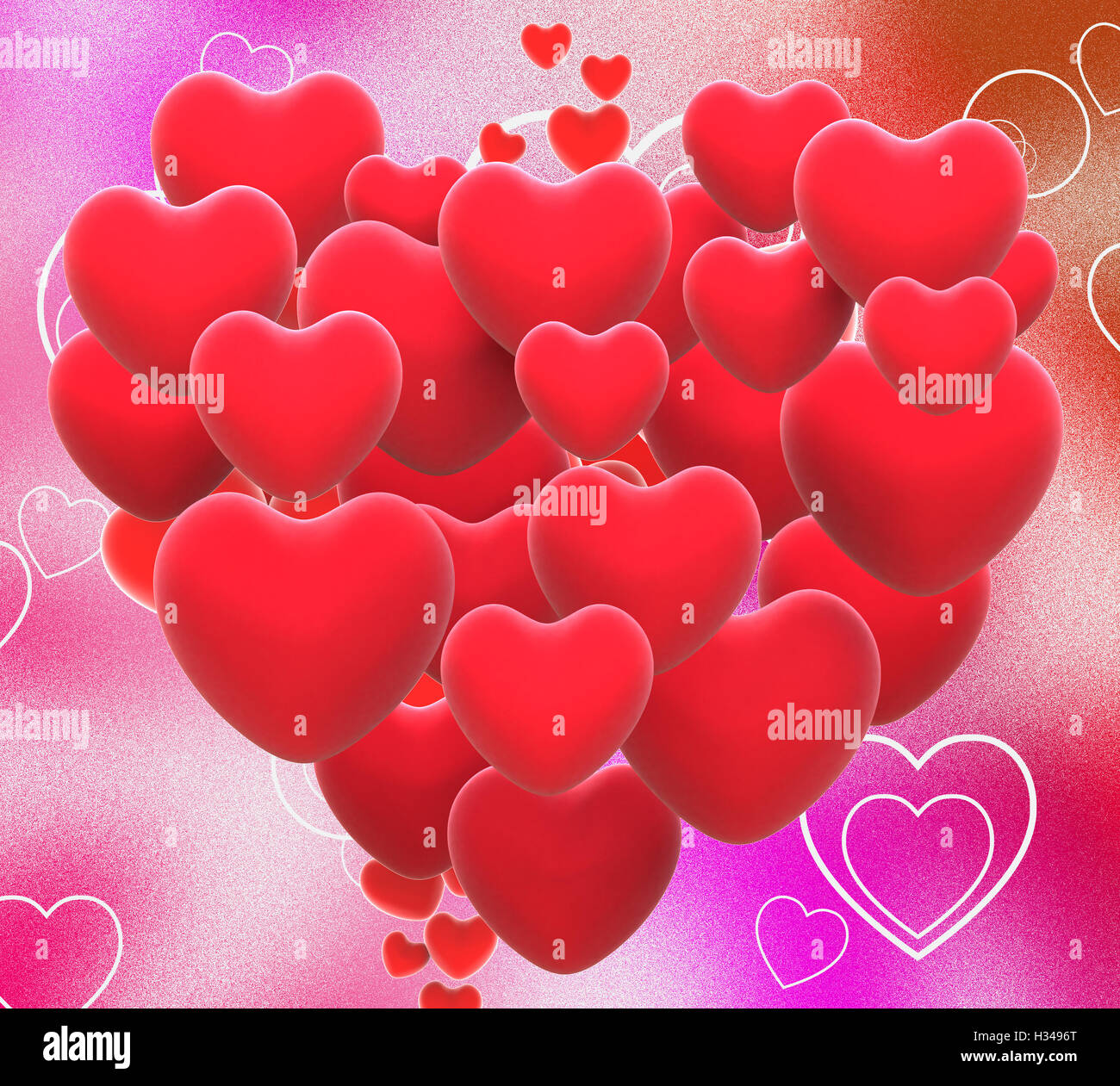 Heart Made With Hearts Shows Valentines Day Or Loving Celebratio Stock ...