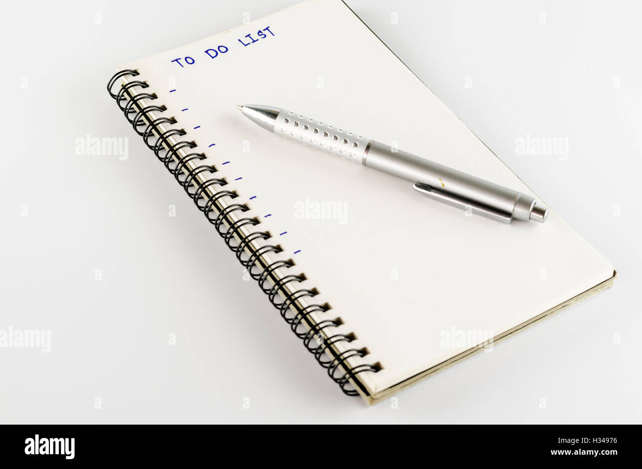 notebook with pen write to do list word Stock Photo - Alamy