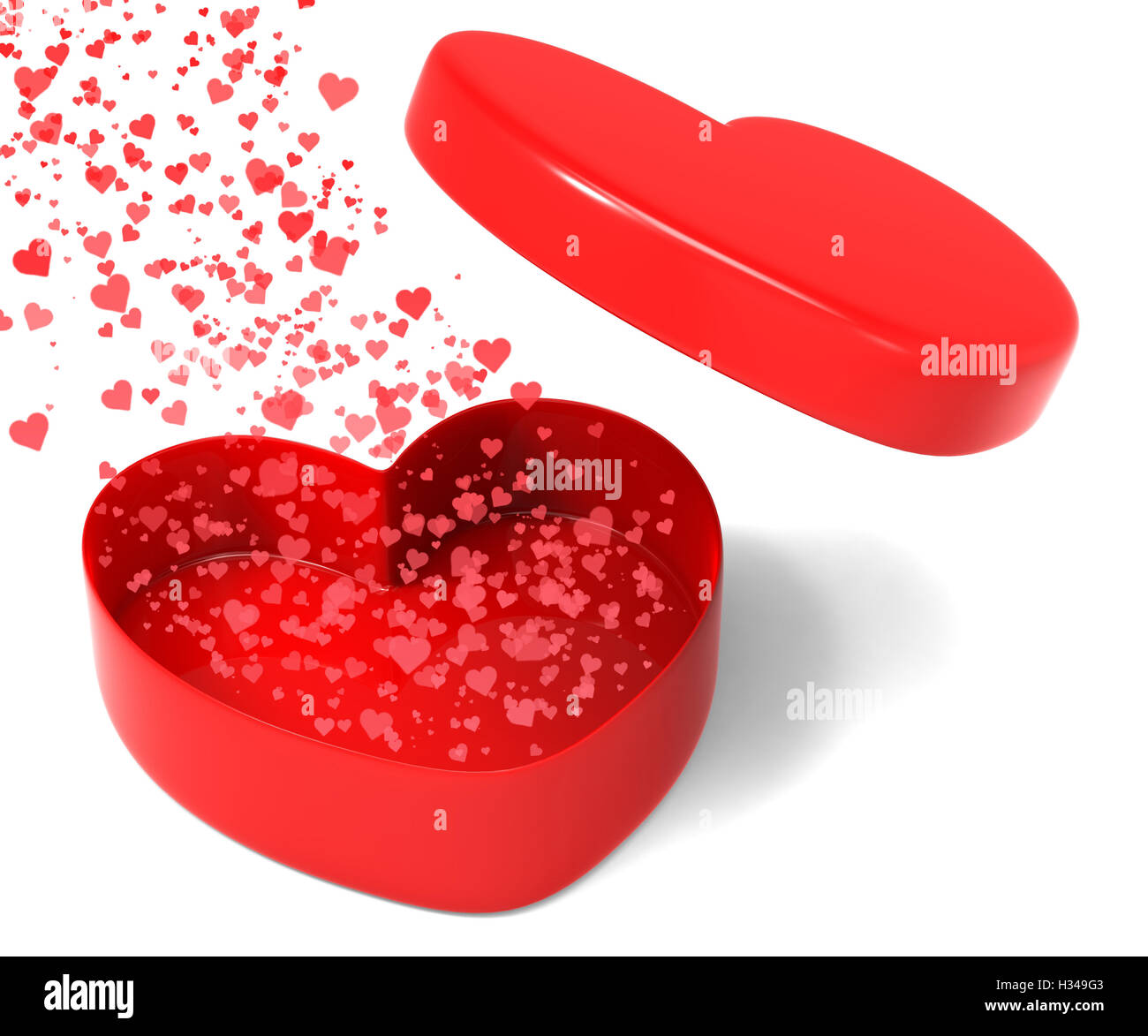 Heart Box Releasing Hearts Shows Spreading Love And Affection Stock ...
