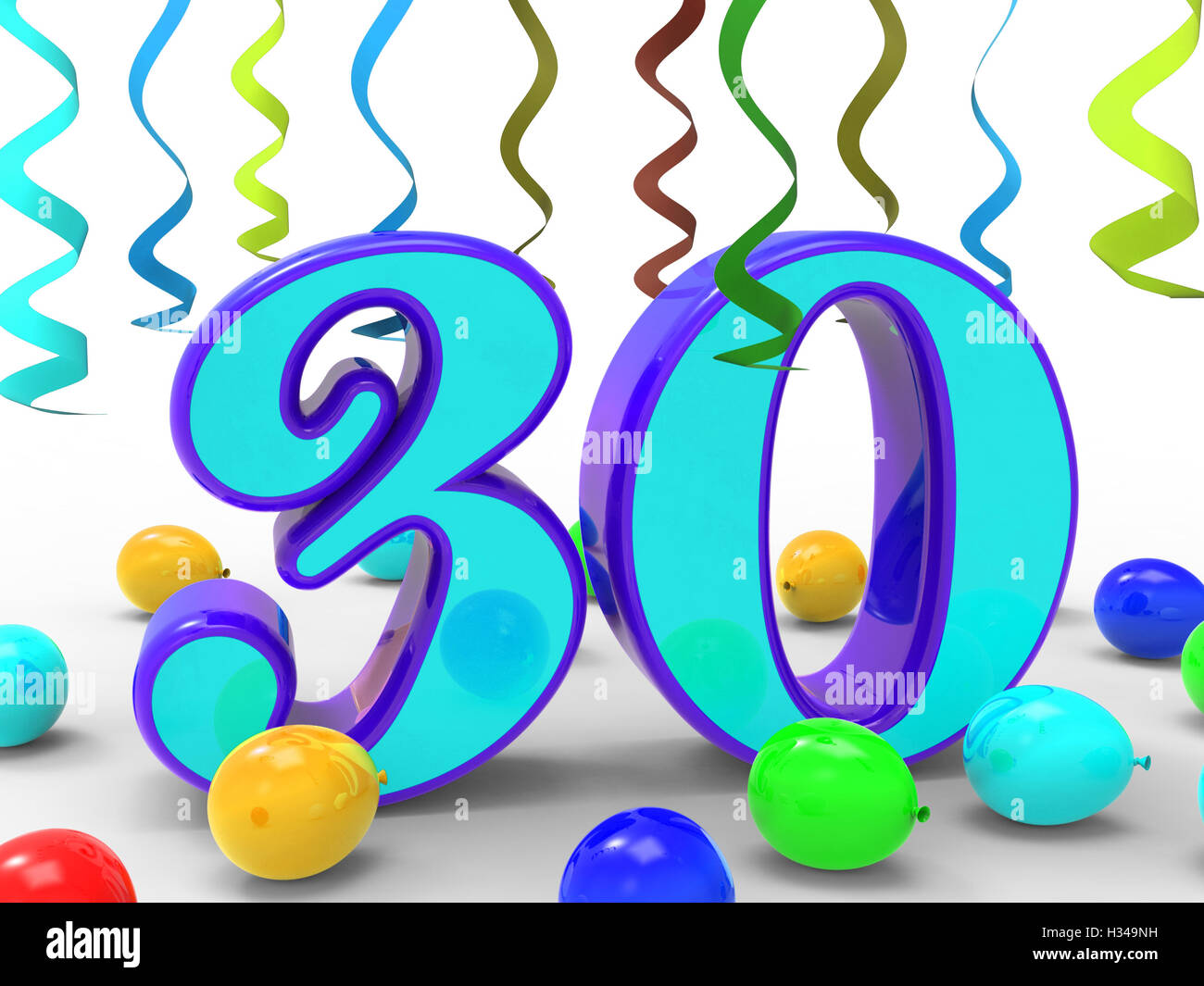 Number Thirty Party Means Decorated Party Or Colourful Garlands Stock ...