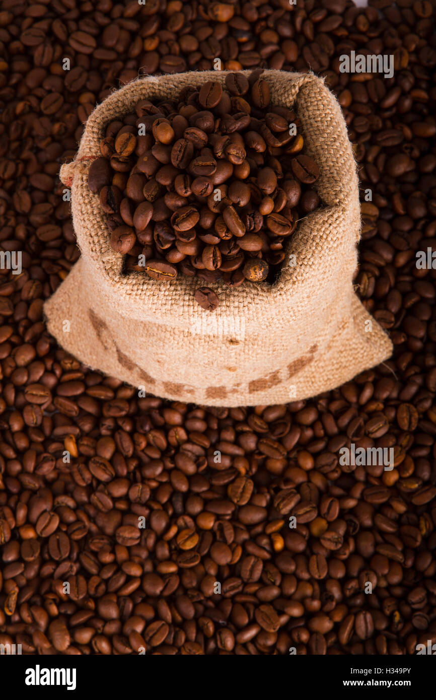 Burlap sack of coffee beans Stock Photo - Alamy