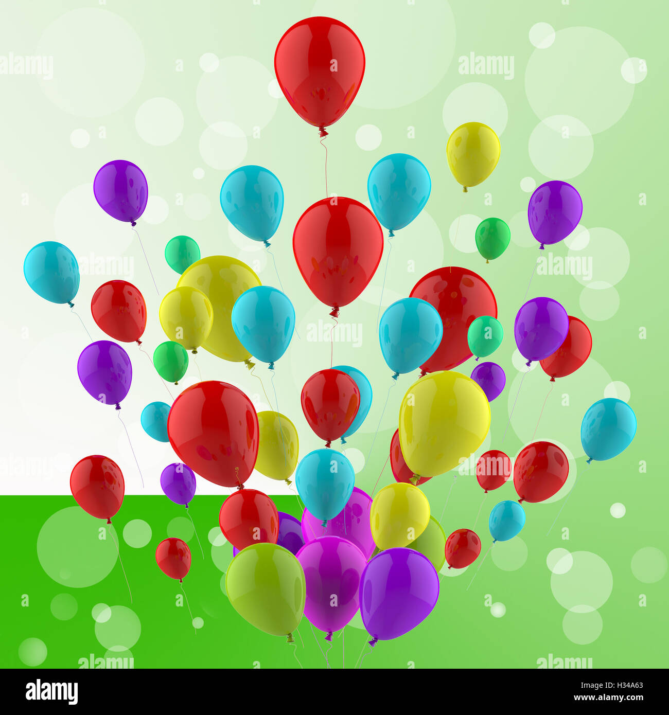 Floating Colourful Balloons Mean Cheerful Ceremony Or Multicolou Stock ...