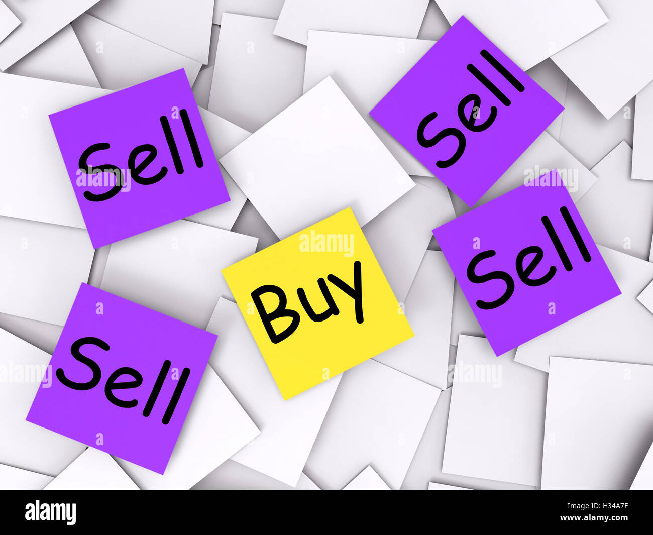 Buy Sell Post-It Notes Show Trade And Commerce Stock Photo - Alamy