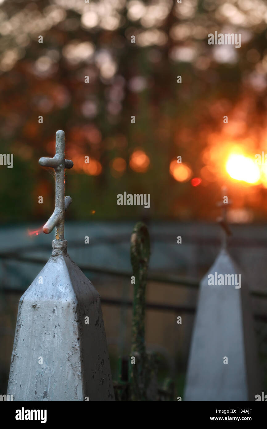 Graveyard At Sunset Stock Photo - Alamy