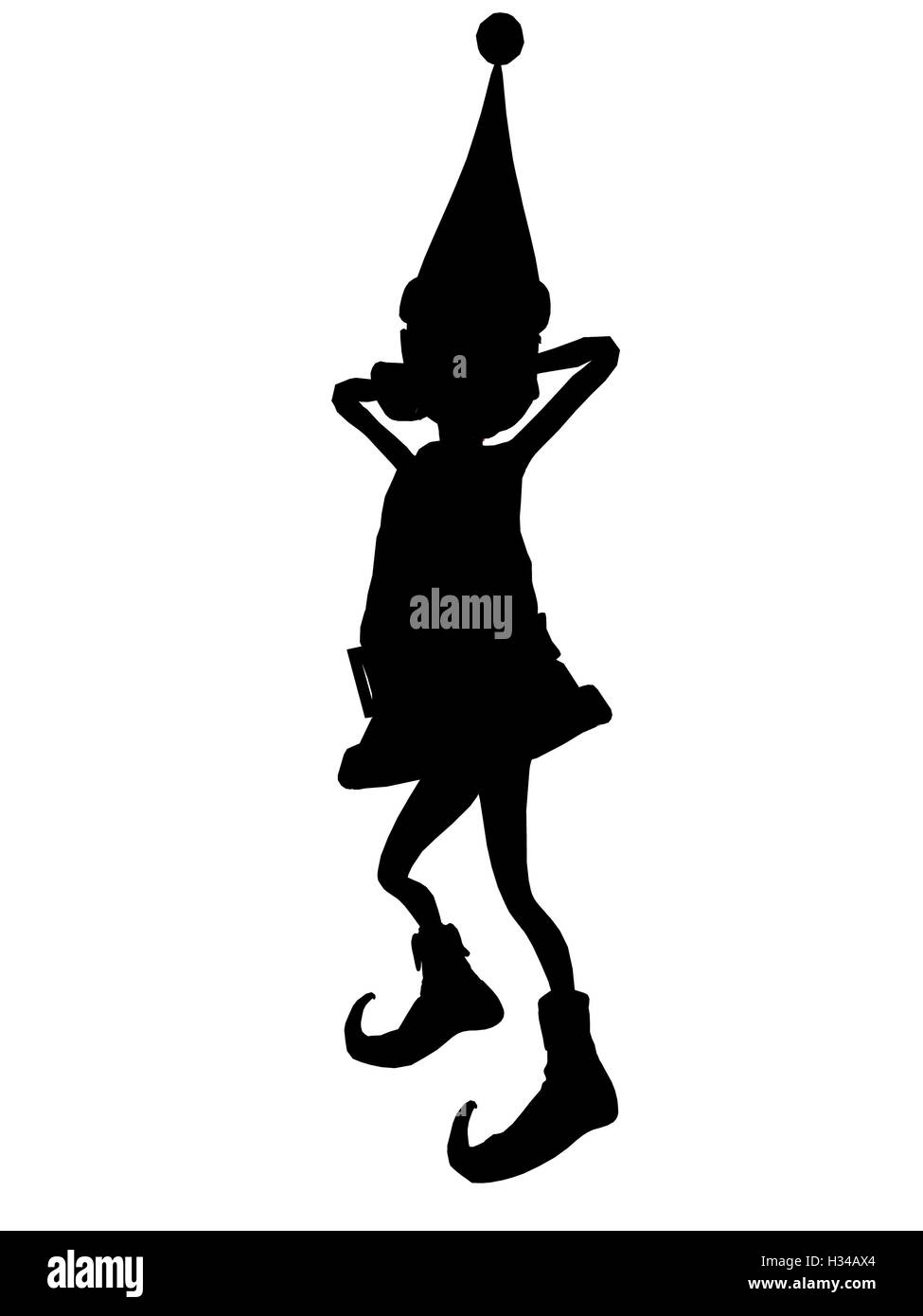 Christmas Elf Silhouette Illustration Stock Photo - Alamy