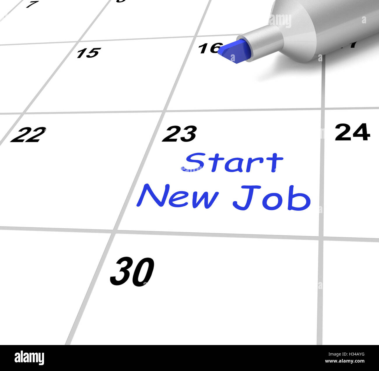 Start New Job Calendar Means Beginning Employment Contract Stock Photo ...