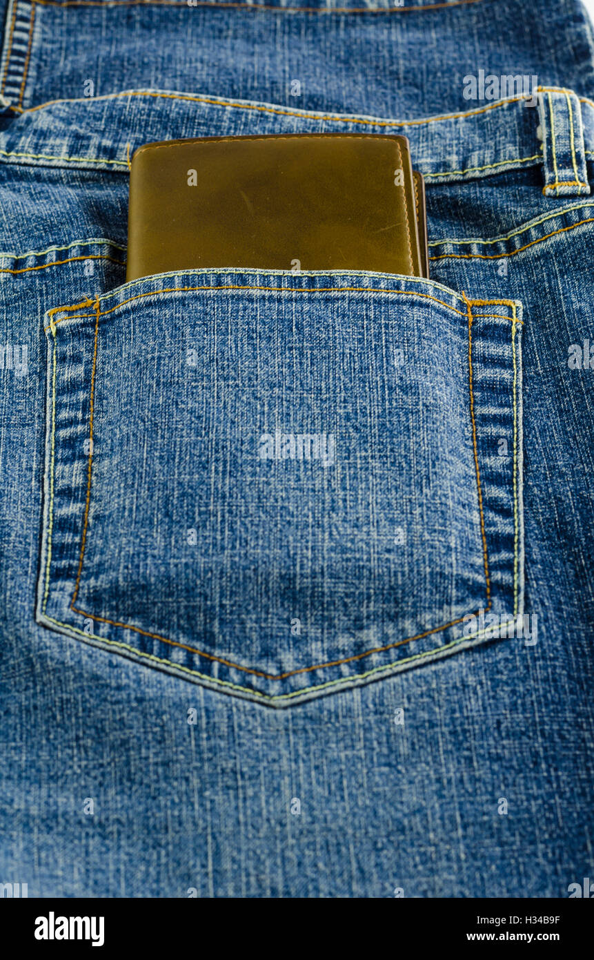 blue jeans pocket with wallet Stock Photo - Alamy