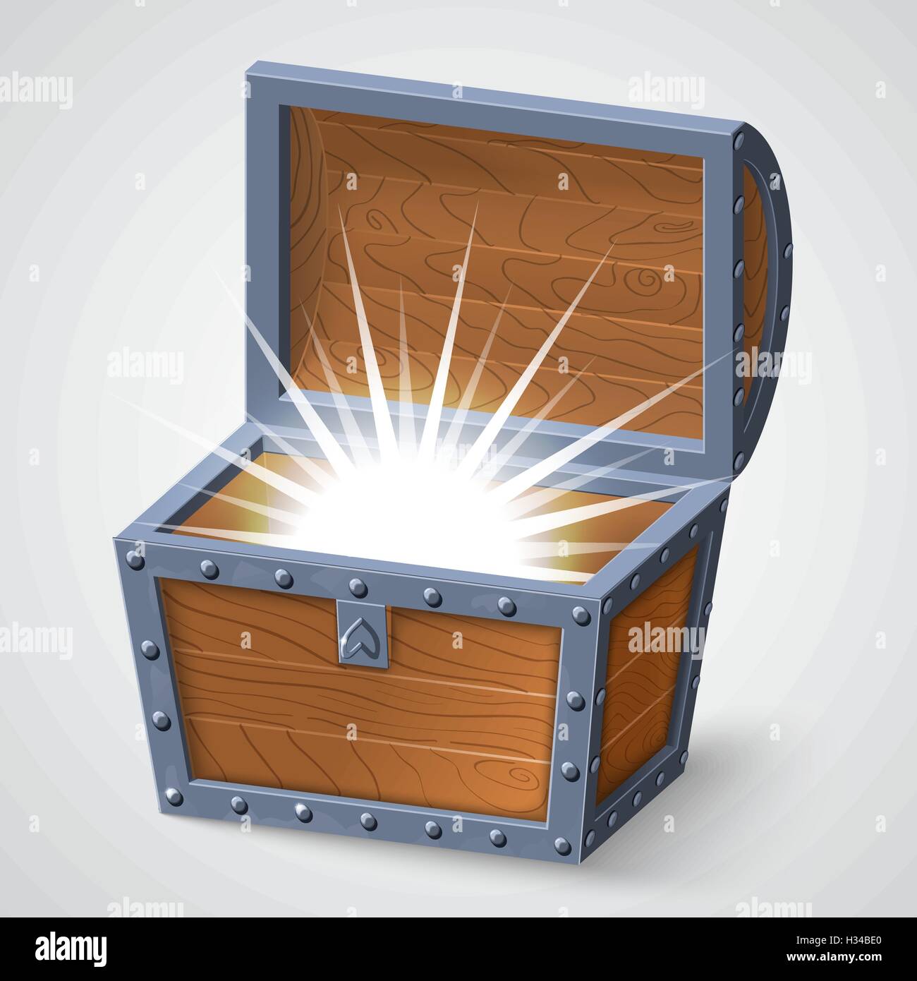 vector illustration of vintage wooden chest with open cover Stock ...