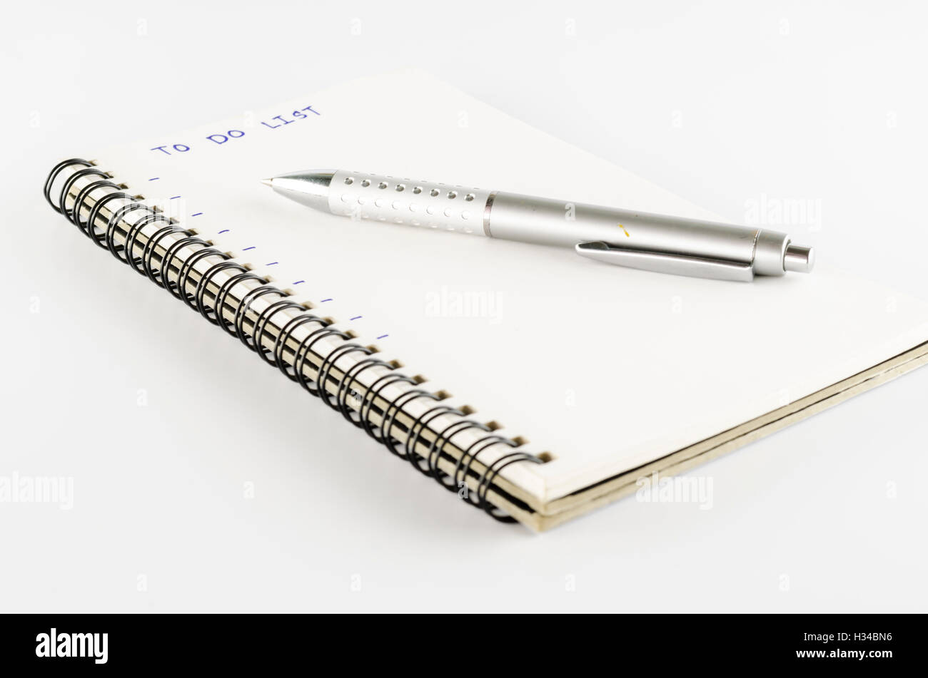 notebook with pen write to do list word Stock Photo - Alamy