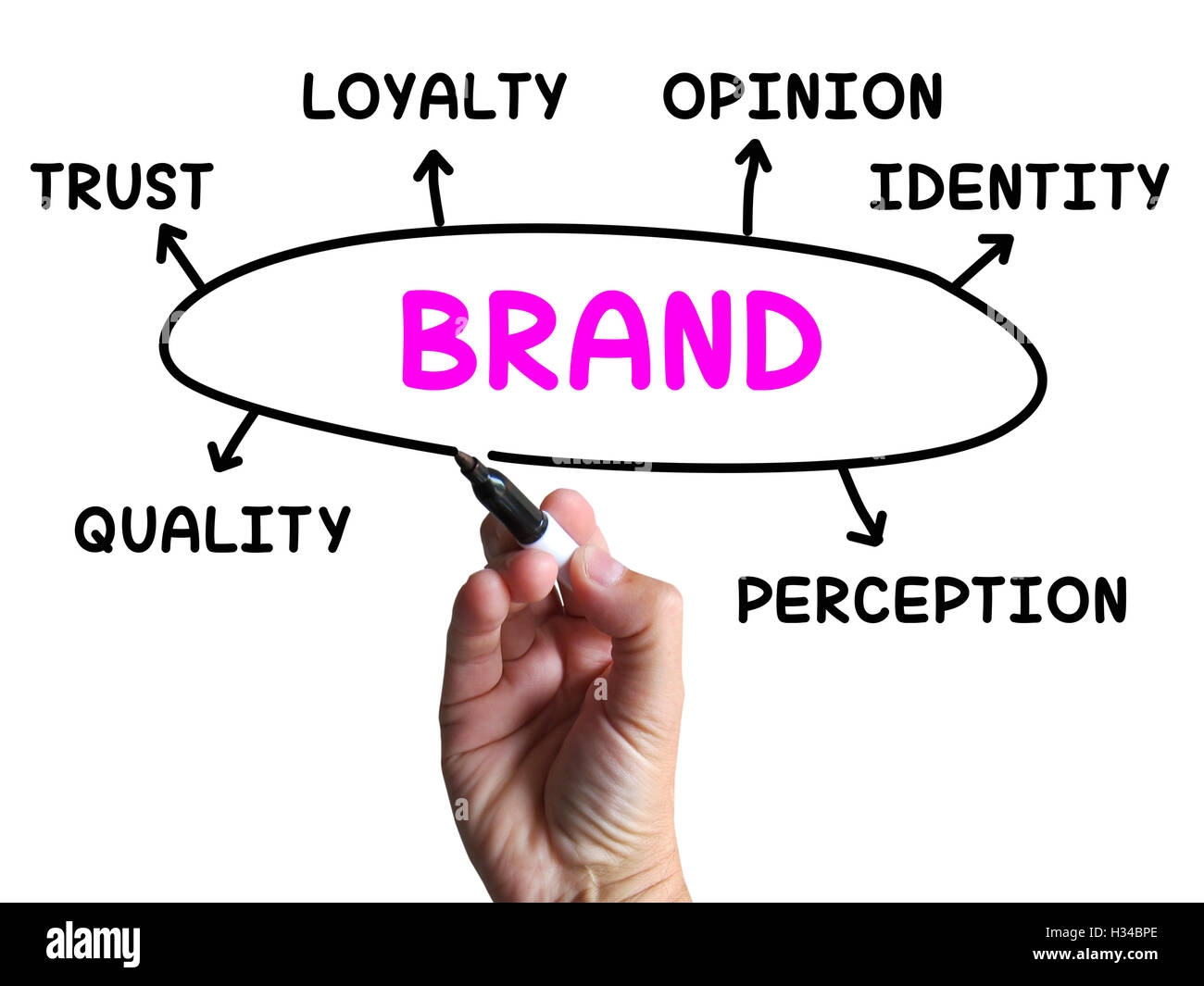 Brand Diagram Shows Company Identity And Loyalty Stock Photo - Alamy