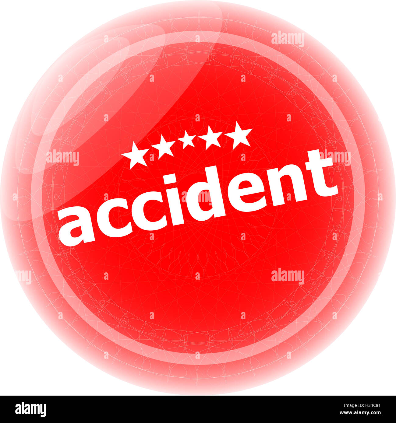 accident red stickers on white, icon button Stock Photo - Alamy