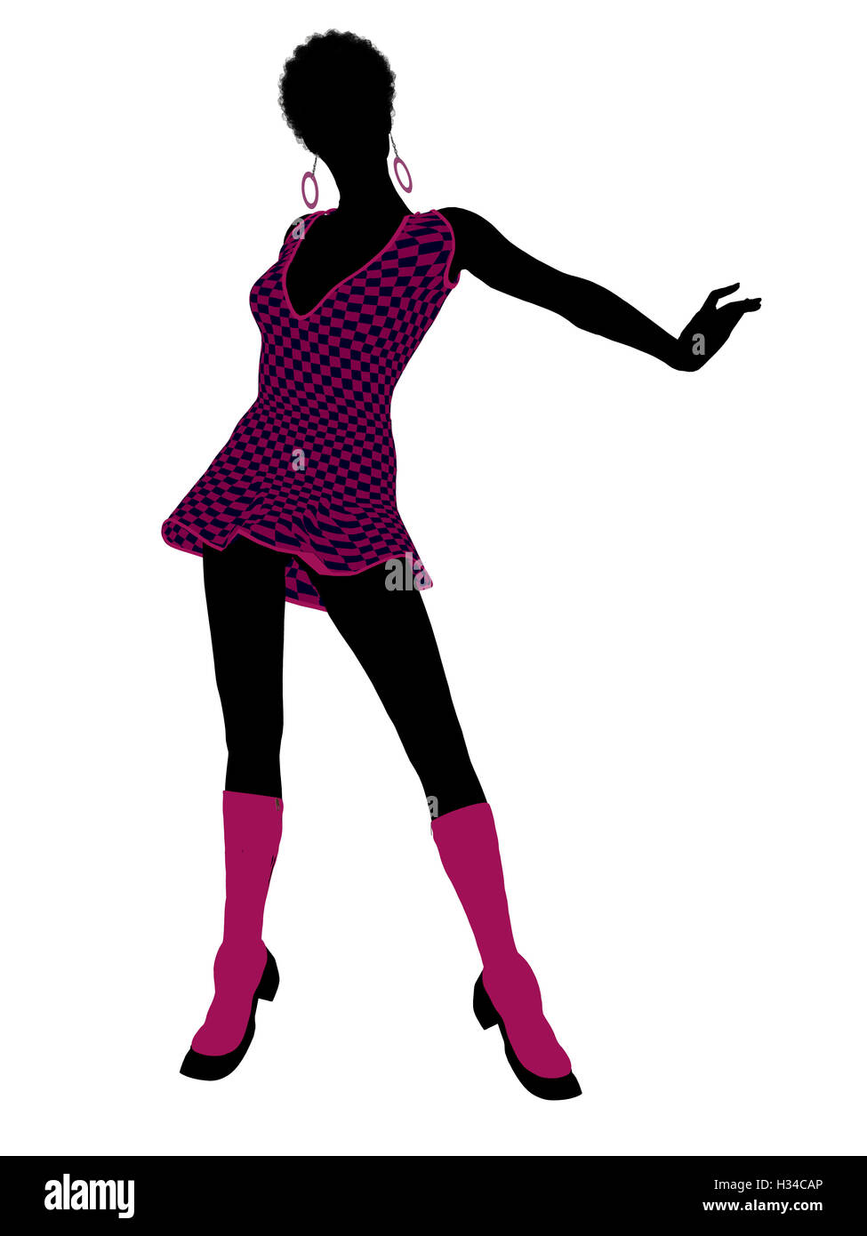 African American Go Go Dancer Illustration Silhouette Stock Photo - Alamy