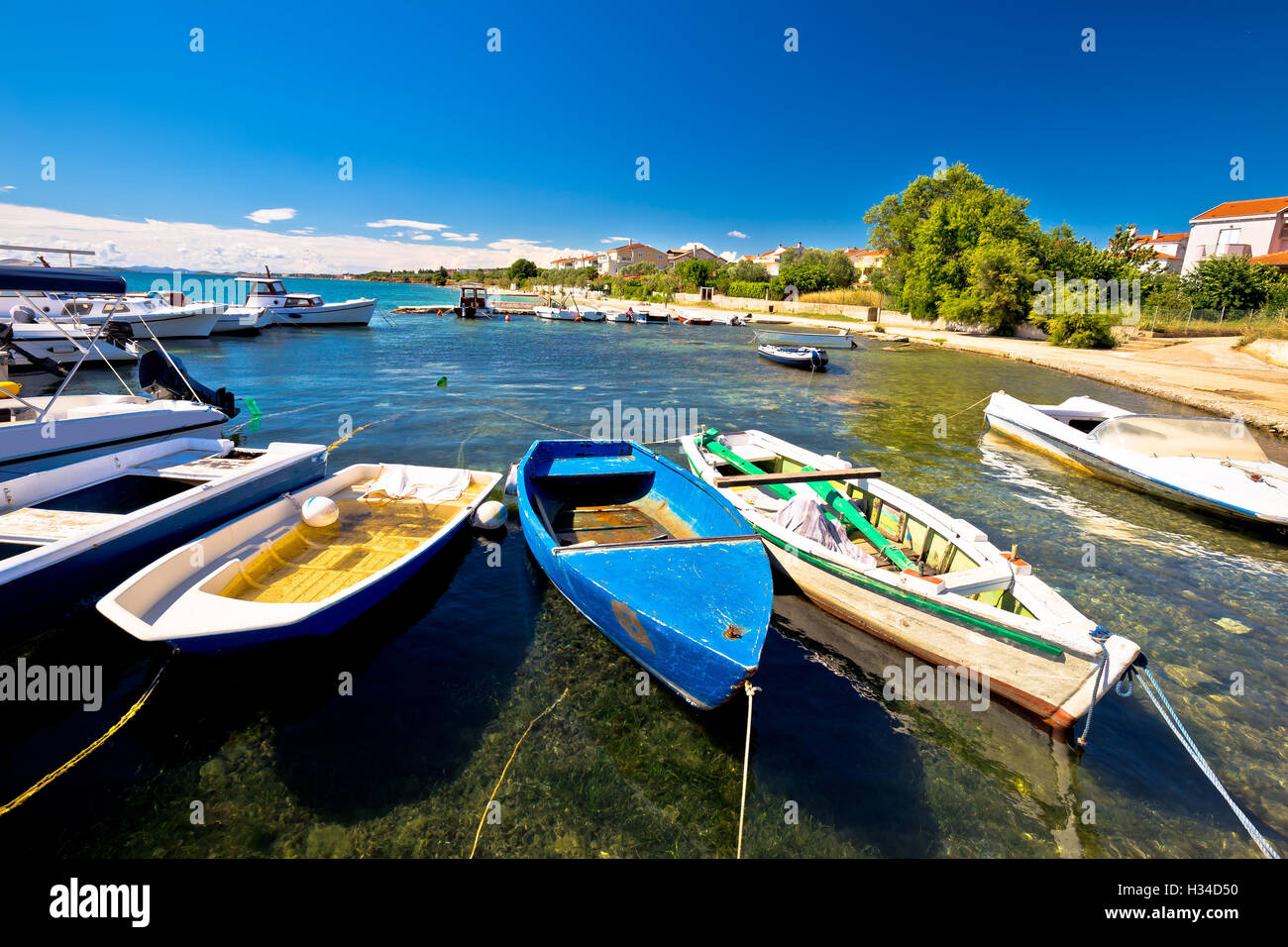 Biograd Na Moru beach and harbor view, Dalmatia, Croatia Stock Photo ...