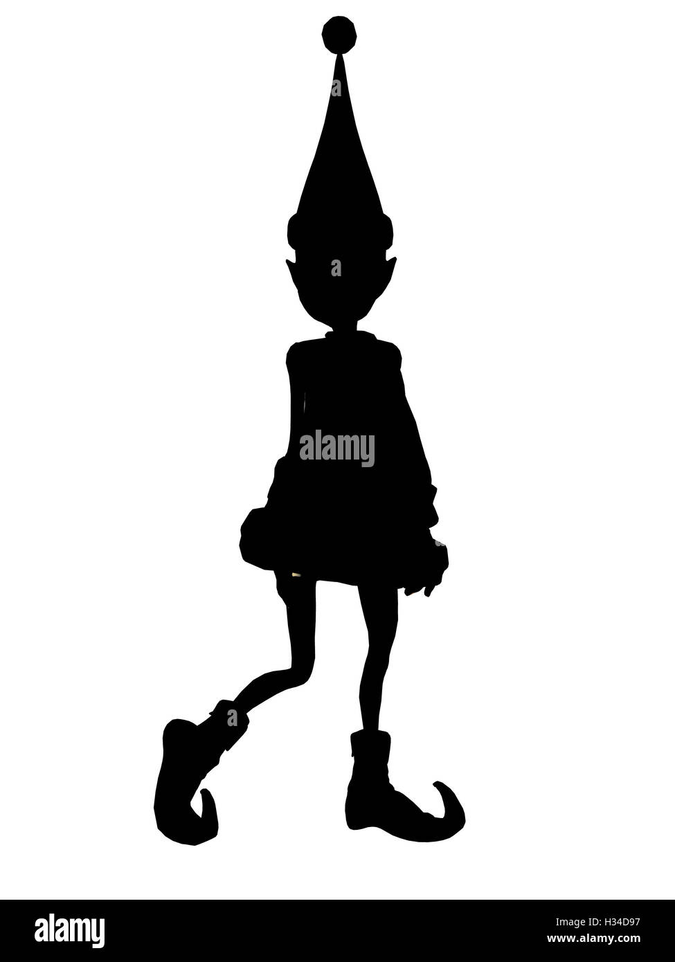 Christmas Elf Silhouette Illustration Stock Photo - Alamy